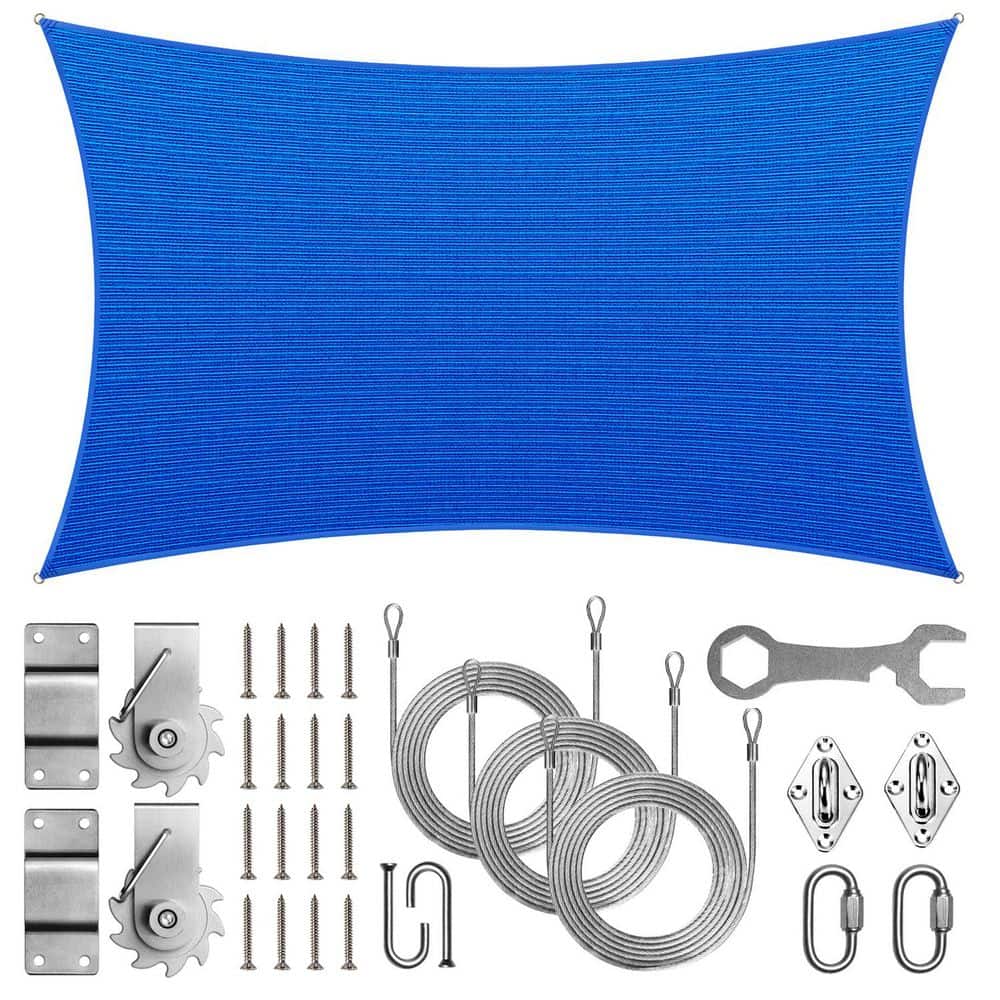 AMGO 8 ft. x 10 ft. Rectangle Sun Shade Sail with Hardware TAWAL-Blue AWR-TAPR0810-6 - The Home ...