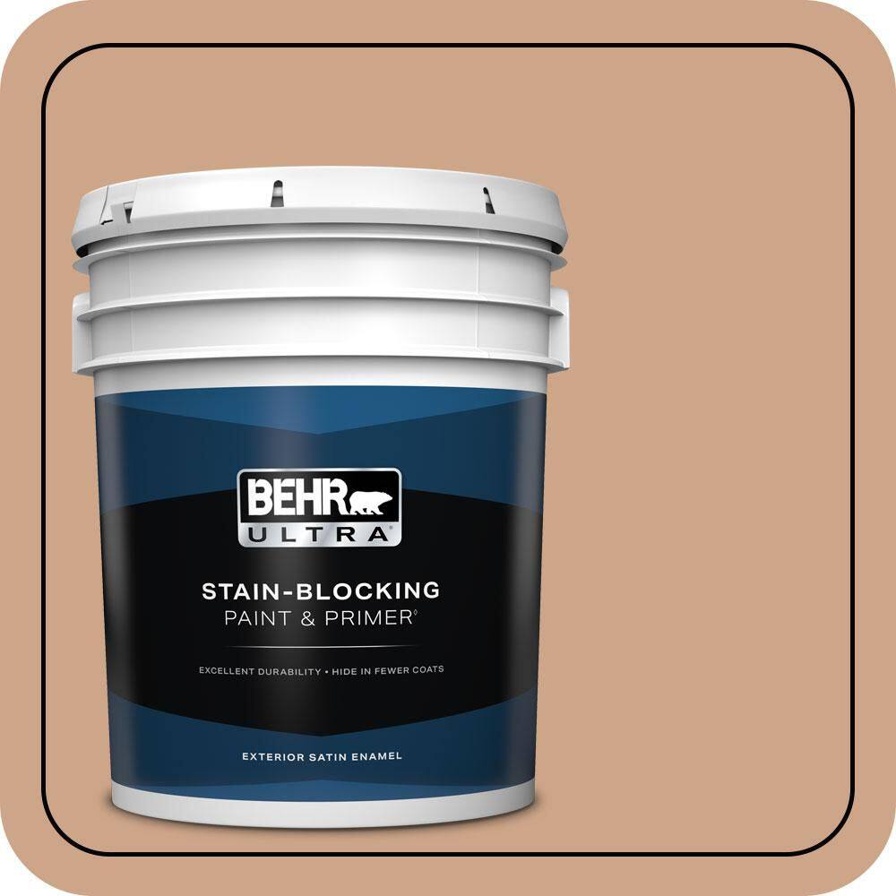 BEHR ULTRA 5 gal. #PMD-76 Sienna Buff Satin Enamel Exterior Paint ...