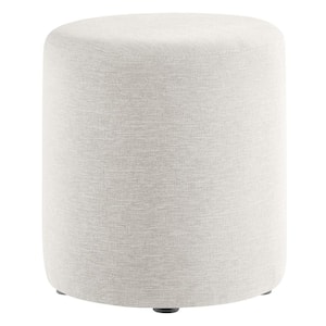 MODWAY Tilden 16 in. Ivory Natural Sherpa Upholstered Round Ottoman EEI ...