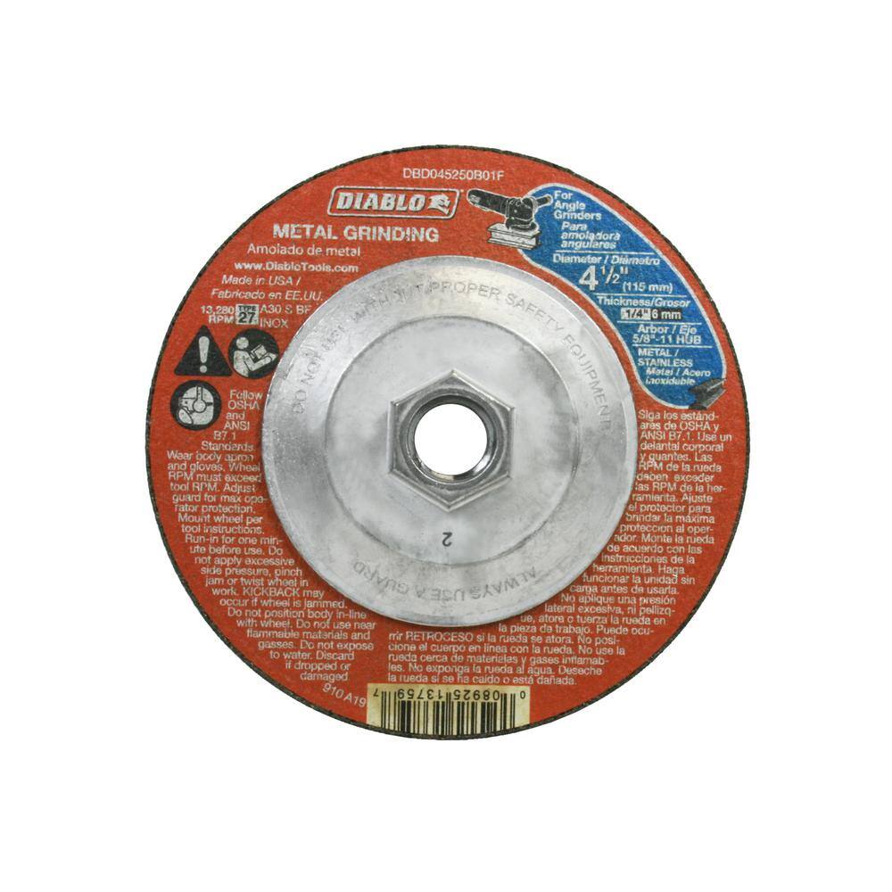 DIABLO 4 1 2 In X 1 4 In X 5 8 11 In Hub Type 27 Metal Cut Off Disc 
