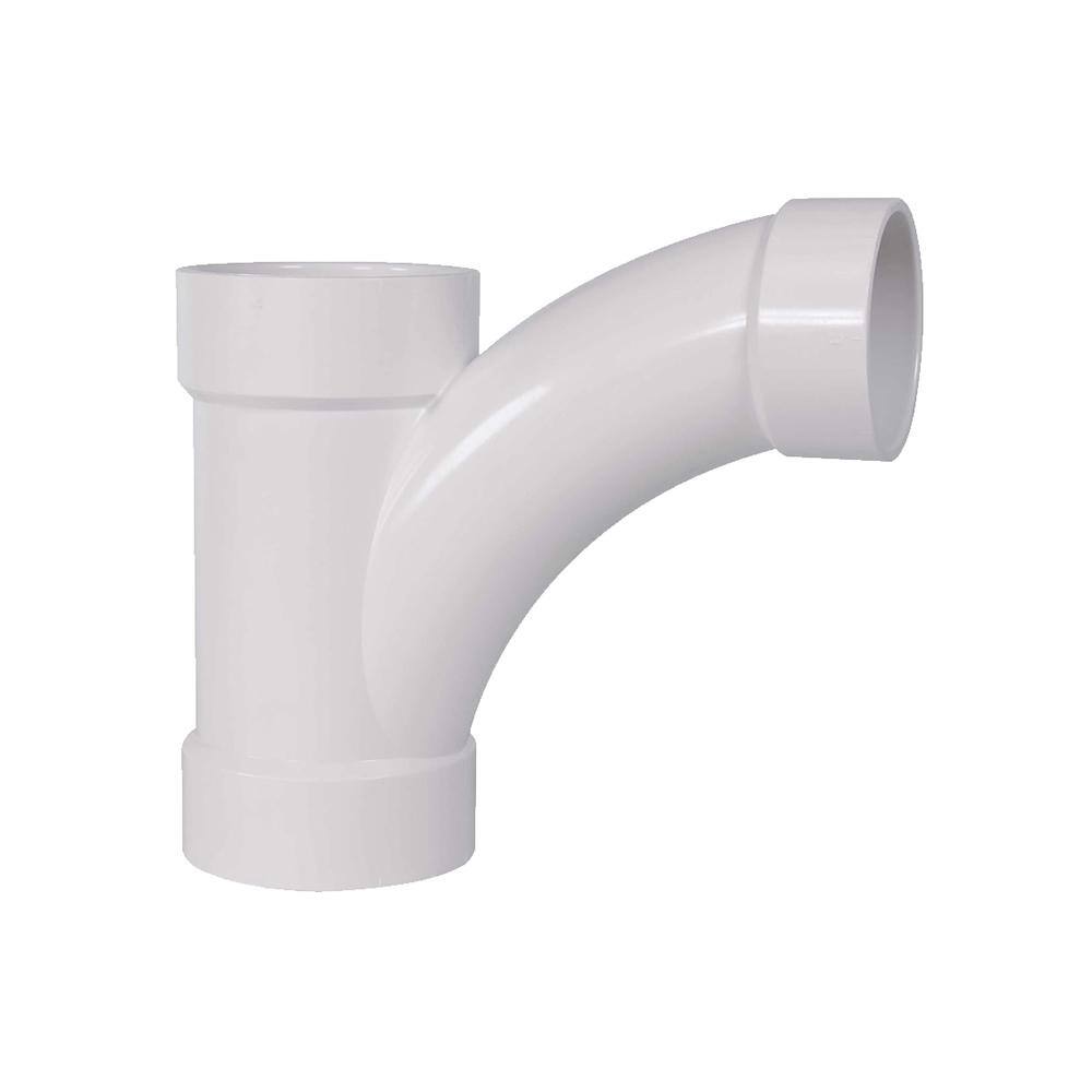 VPC 3 in. x 3 in. x 2 in. PVC DWV All Hub Long-Radius Combination Tee ...