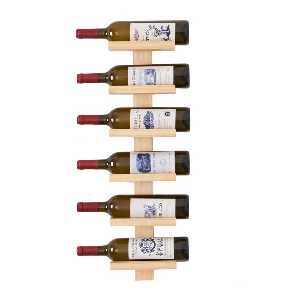 Afoxsos 6-Bottle Walnut Pine Wall Mounted Wine Rack SNPH003IN018 - The ...
