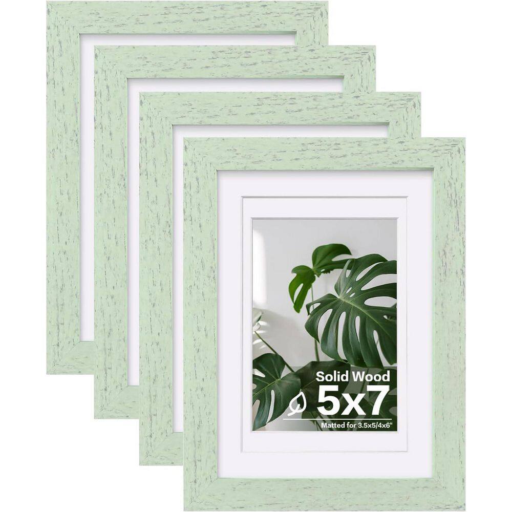 5x7 Rustic Green Wood Hanging Picture Frame Set of 4 Y02307 - The Home ...