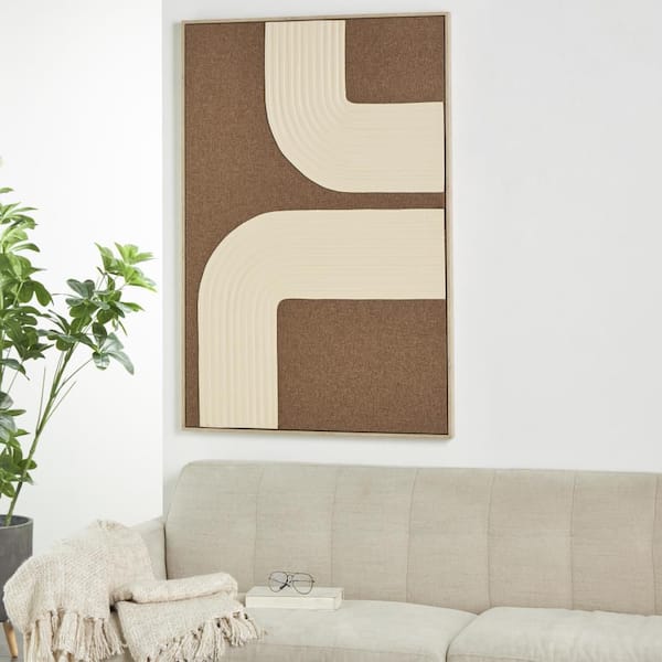 Litton Lane 1-Panel Geometric Framed Wall Art Print with Tan Layered ...