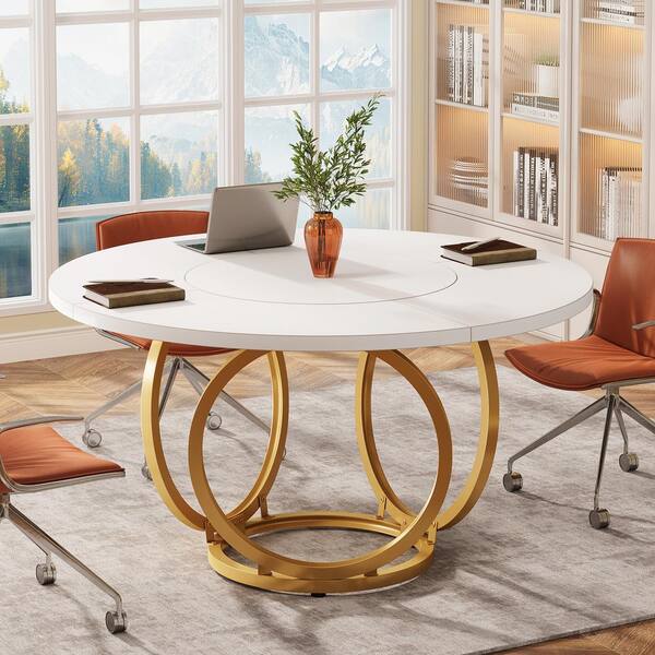 White Round Table Modern Computer