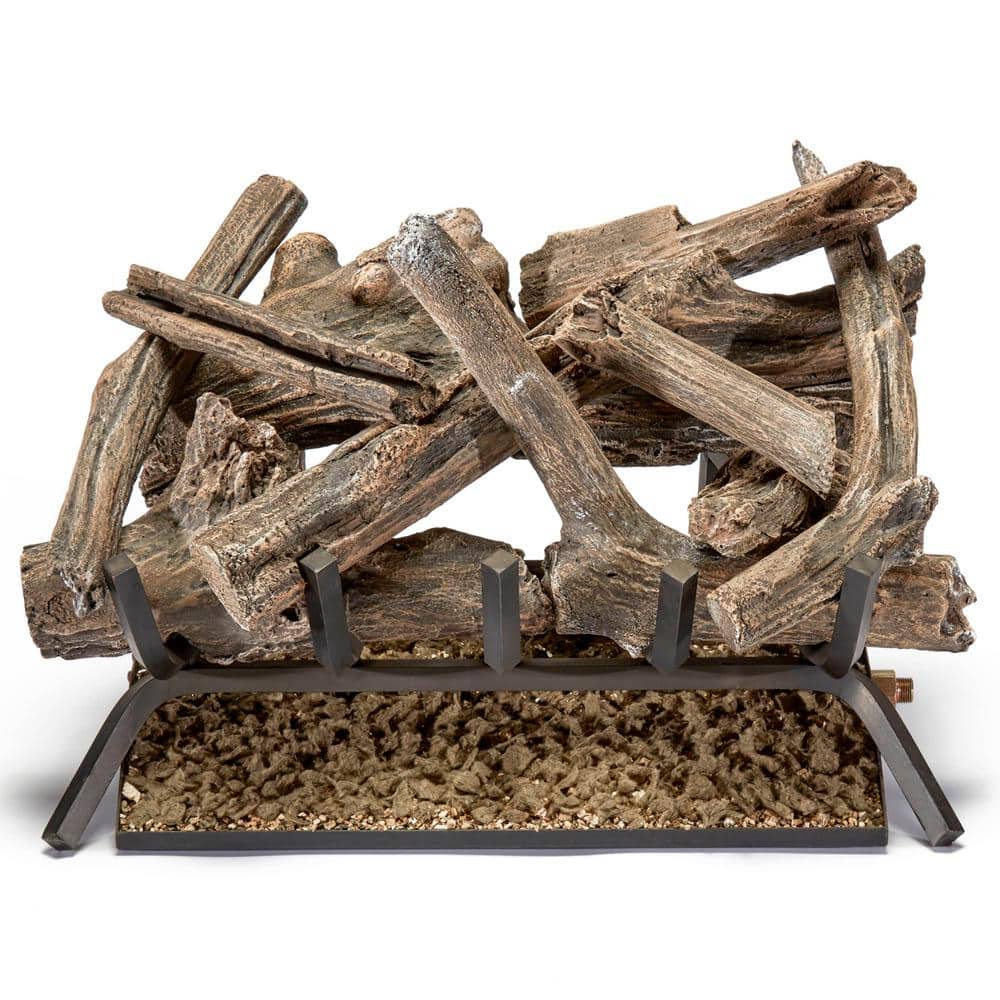Bluegrass Living 24 in. Drift Wood Vented Natural Gas Fireplace Log Set ...