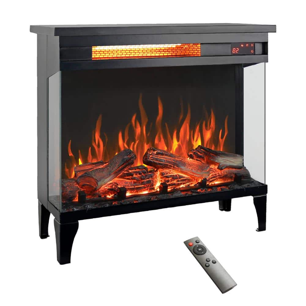 Lukyamzn 24 in. 3-Sided Glass Electric Fireplace with Clear Digital ...