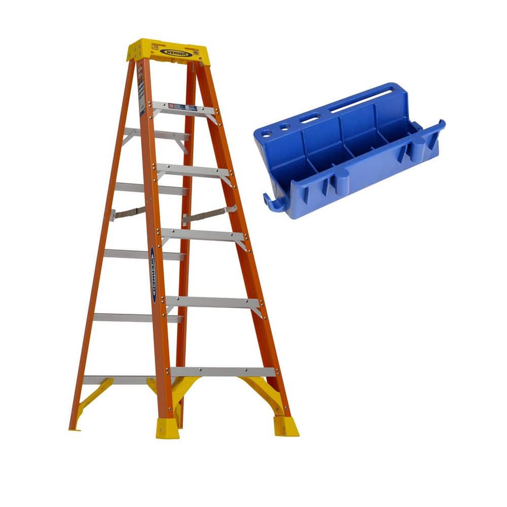 Werner 6 ft. Fiberglass Step Ladder with 300 lbs. Load Capacity Type IA ...