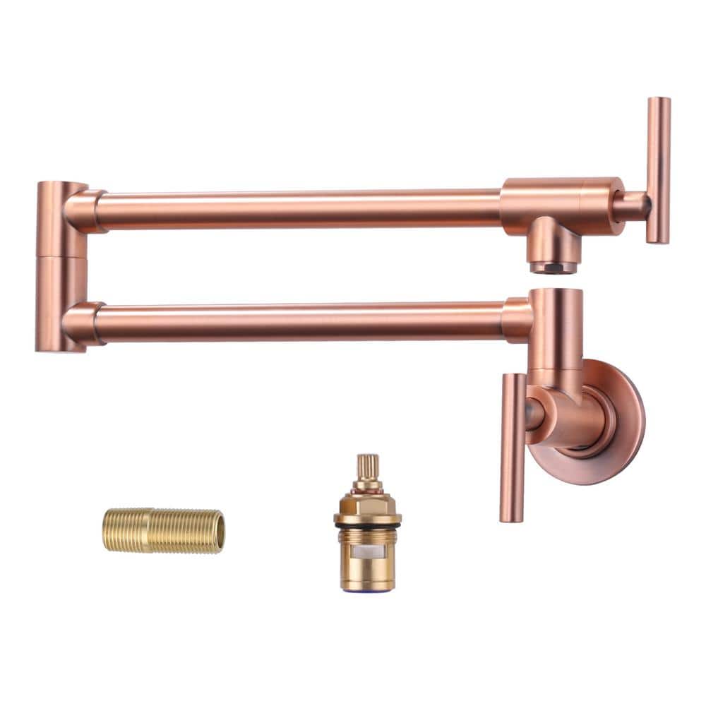 ALEASHA Folding Wall Mounted Pot Filler Faucet in Copper AL-1A12BR ...