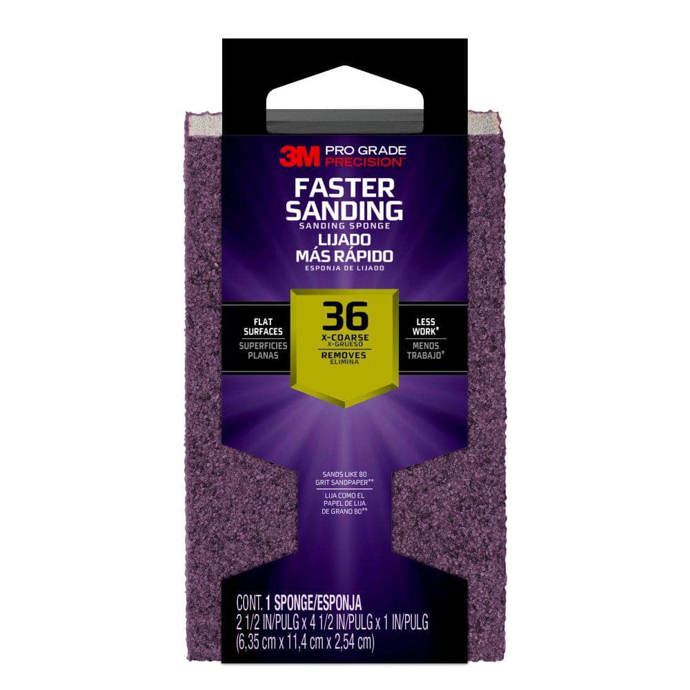 3M Pro Grade Precision 2-1/2 in. x 4-1/2 in. x 1 in. 36-Grit X-Coarse ...