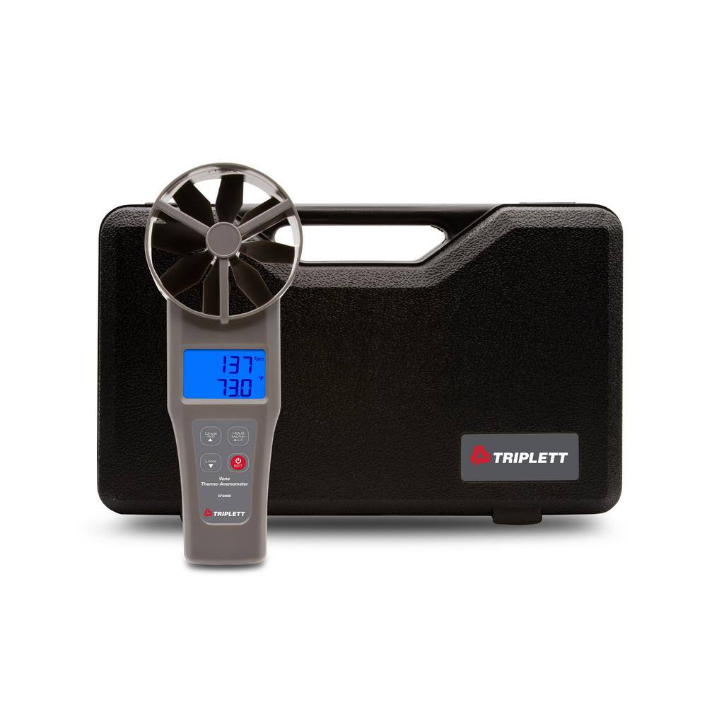 TRIPLETT 4 in. (100 mm) Large Vane CFM/CMM Thermo-Anemometer CFM400 ...