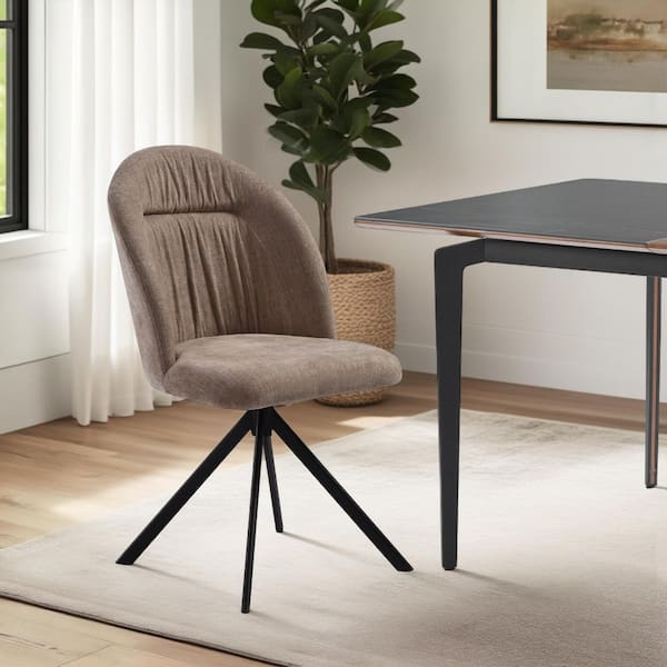 Armen Living Hallie Contemporary Almond Polyester Fabric Curved Back ...