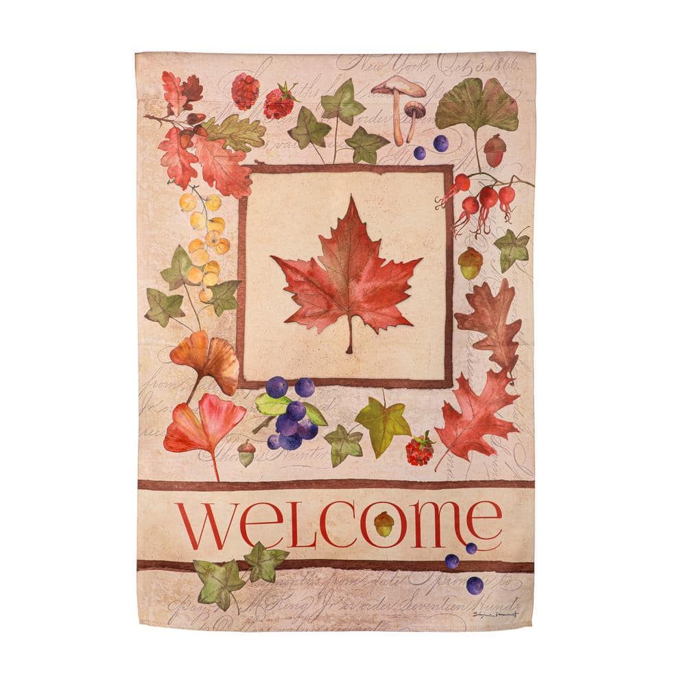Evergreen Enterprises 2 ft. x 3-1/2 ft. Welcome Fall Leaf Suede House ...