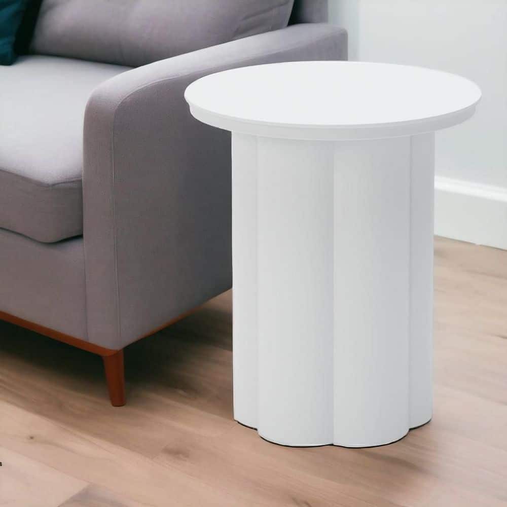 HomeRoots 16.00 in. White Round Metal End Table 2000556552 - The Home Depot