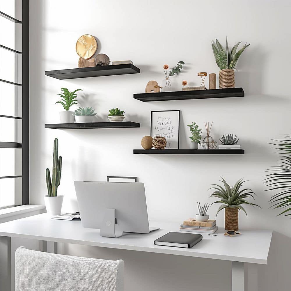 24 in. W x 6 in. D Wood Floating Shelves, Wall Shelves, Decorative Wall ...