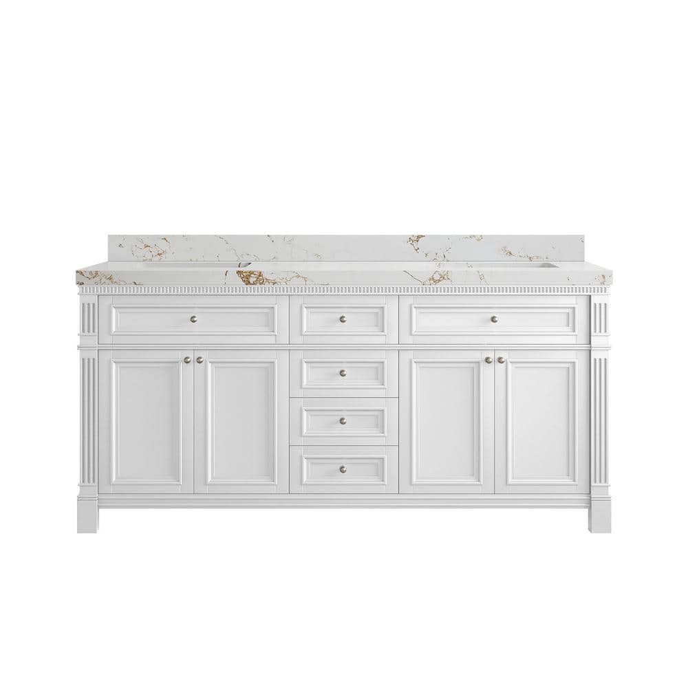 Willow Collections Paris 72 in. W x 22 in. D x 36 in. H Double Sink ...