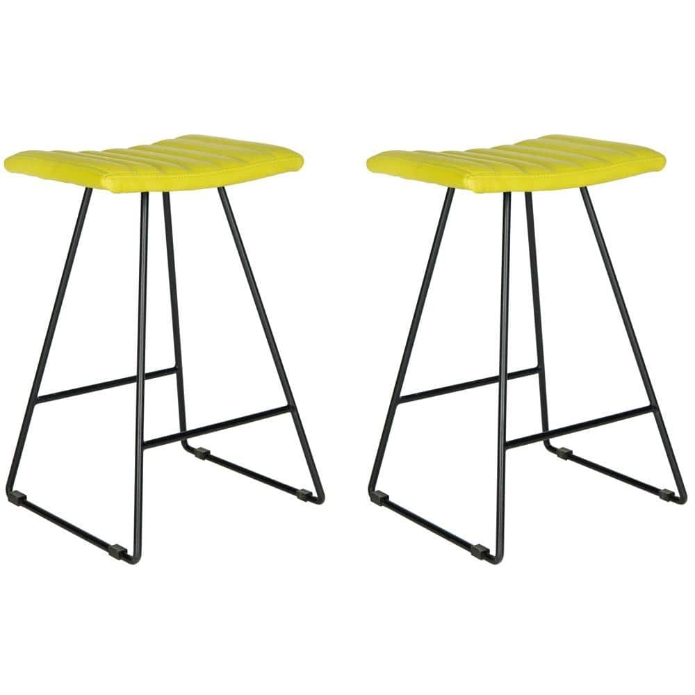 SAFAVIEH Akito 26 in. Green Cushioned Bar Stool (Set of 2) FOX2011E ...