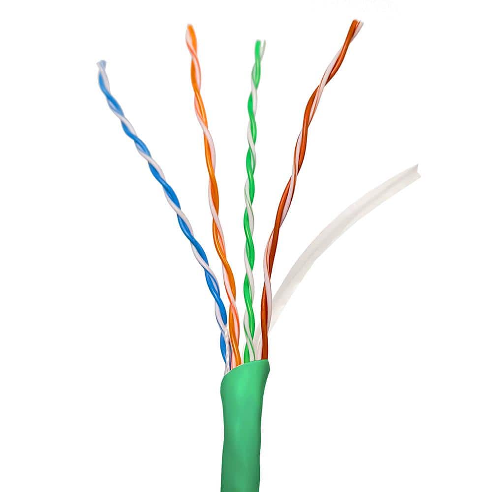 RED ATOM 1000 ft. Green 23 AWG/8-Conductor Solid Copper Cat6 CM Rated ...