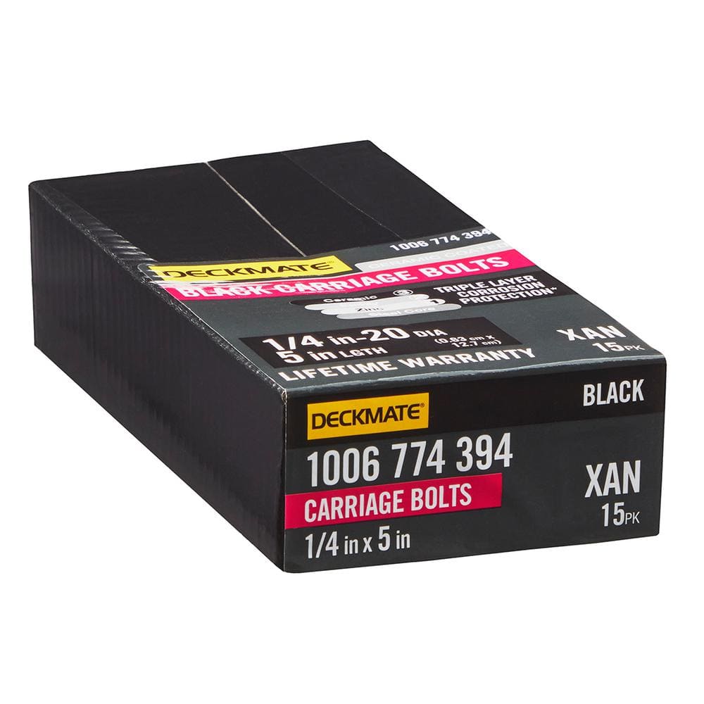 DECKMATE 1/4 in.-20 x 5 in. Black Deck Exterior Carriage Bolt (15-Pack ...