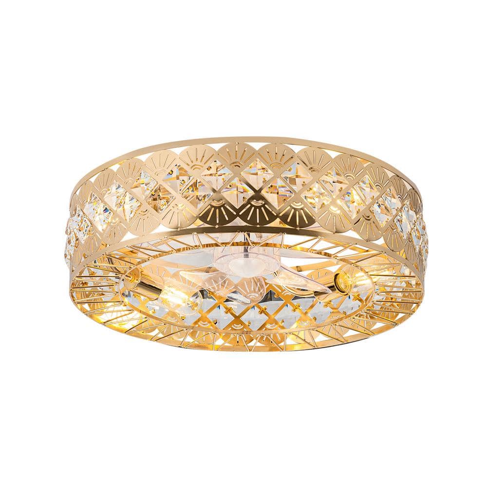 Breezary 19 in. 4-Light Gold Modern Flush Mount with Metal and Glass ...