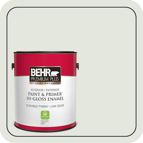 BEHR PREMIUM PLUS 1 gal. #BL-W06 Whispering Waterfall Hi-Gloss Enamel ...