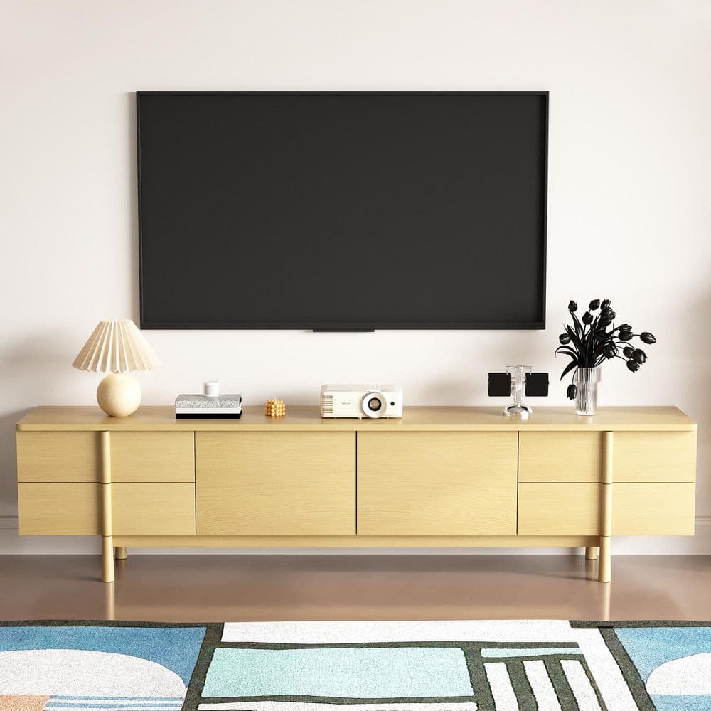 THE RIGHT PATH 86.8 Inch Wooden TV Stand for TVs up to 90 Inches with ...