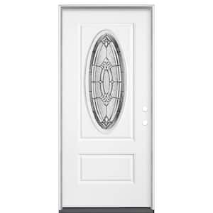 Masonite 36 in. x 80 in. 2 Panel Left-Hand/Inswing 3/4 Lite Decorative ...