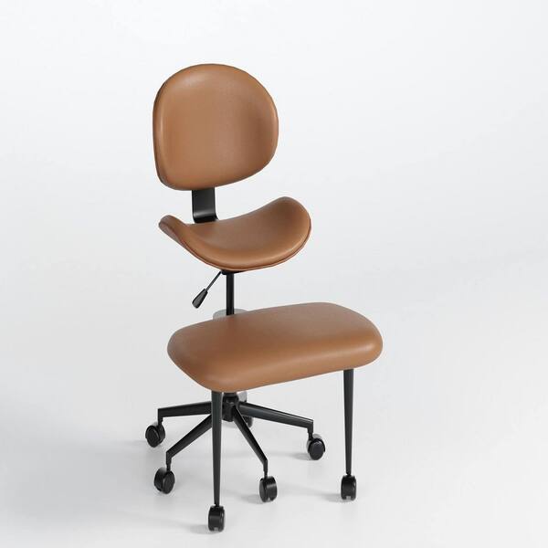 Bestier Faux Leather Adjustable Height Task Chair in Brown with Wide ...