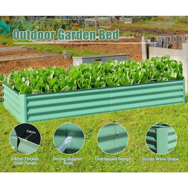 6 ft. x 3 ft. x 1ft. Galvanized Raised Garden Bed, Square Outdoor ...