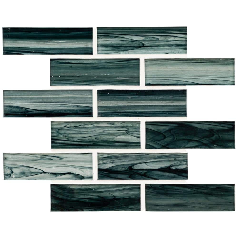 MSI Midnight Blue Ombre Subway 12 in. x 12 in. x 0.24 in. Glass Mesh ...