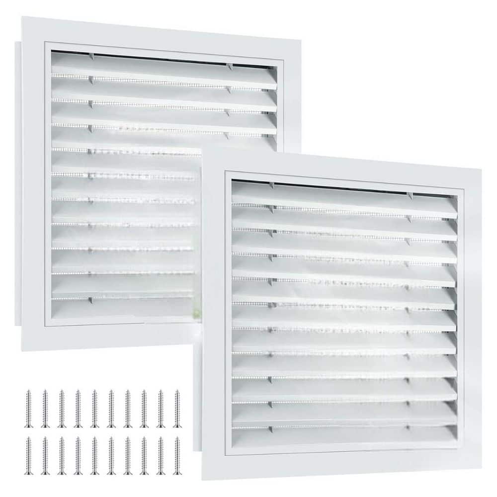 KIWDZFU 18 x 18 Square White Aluminum Alloy Gable Vent with Screen and ...