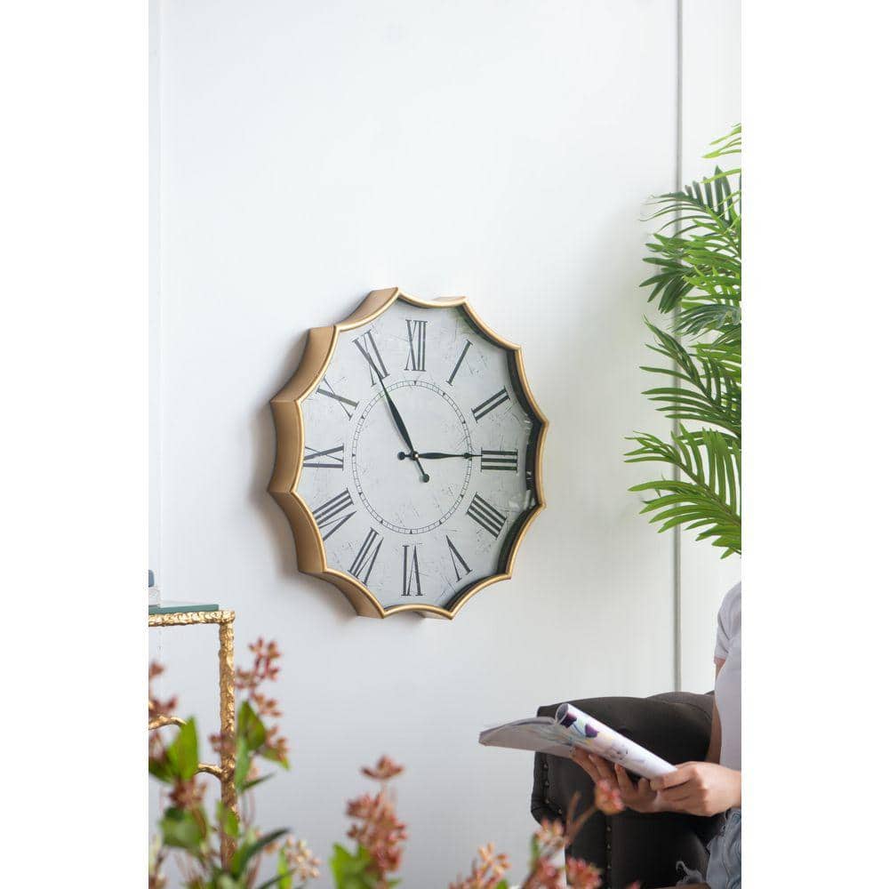 Vintage Black Roman Numeral Wall Clock with Alluring Wave-Like Pattern ...