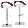 Lumisource Grotto 39 in. White Faux Leather, Cherry Wood and Chrome ...