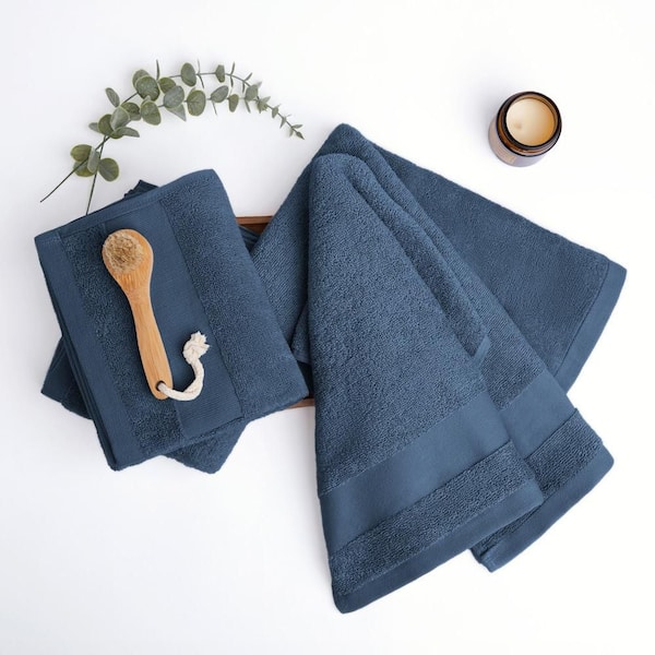 Becky Cameron Hotel-Quality 4-Piece Navy Cotton Hand Towel Set HT-520G ...
