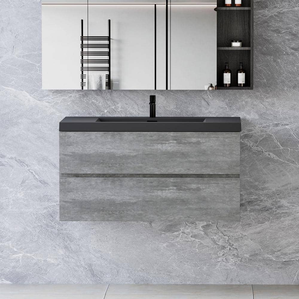 Zeus & Ruta 42 in. W Single Sink Floating Bath Vanity in Gray with ...