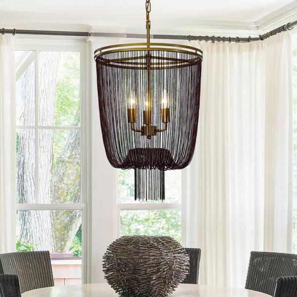 ALOA DECOR 3-Light 16 in. Industry Modern Metal Chainmail Tassel ...