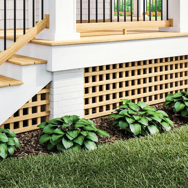 4 ft. x 8 ft. Pressure Treated Pine Wood Square Privacy Lattice Panel ...