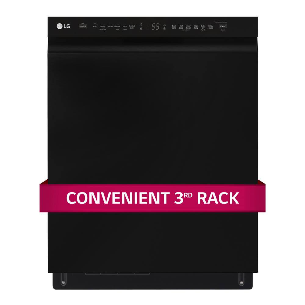 LG 24 in. Black Front Control Dishwasher with QuadWash, 3rd Rack ...