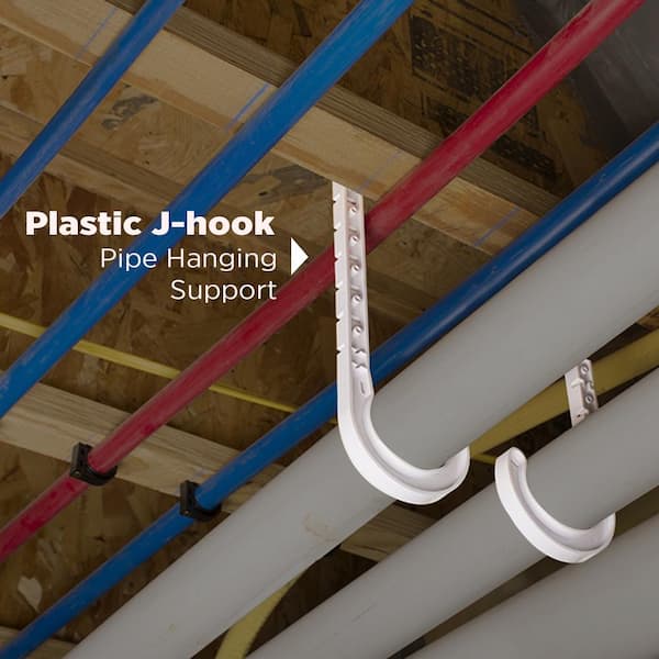 PLUMBFLEX 1/2 in. PEX Tubing J-Hook Hanger with Nails, Isolates Pipe ...