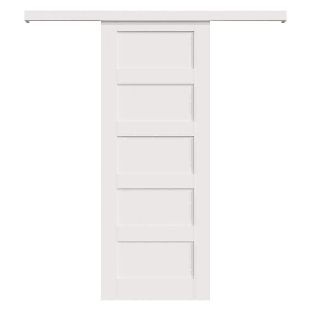 ARK DESIGN 30 in. x 96 in. Hidden Track Style 5-Lite Paneled White ...