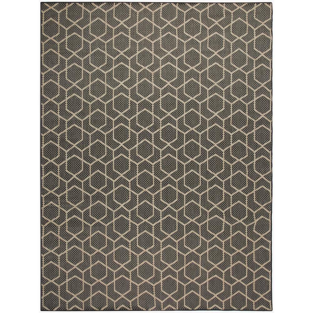 Nourison Horizon Indoor/Outdoor Charcoal 9 ft. x 12 ft. All-over design ...