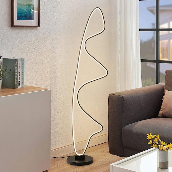 Genoci 66.92 in. Black Modern 1-Light Dimmable LED Standard Floor Lamp ...