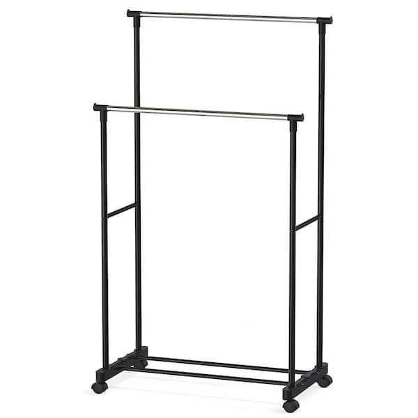 Black Metal Garment Clothes Rack with Double Rod 36 in. W x 64 in. H ...
