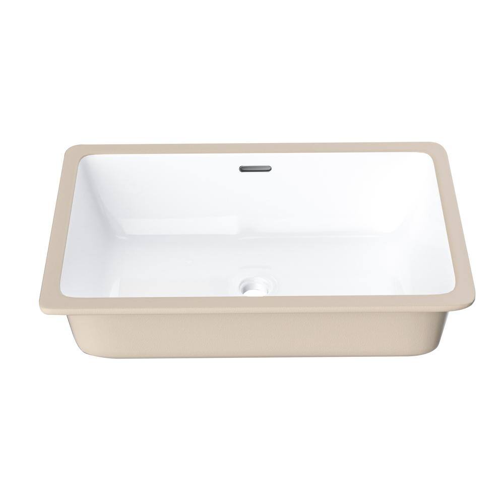 HOMLYLINK 23.625 in. Rectangular Undermount Bathroom Sink in White ...