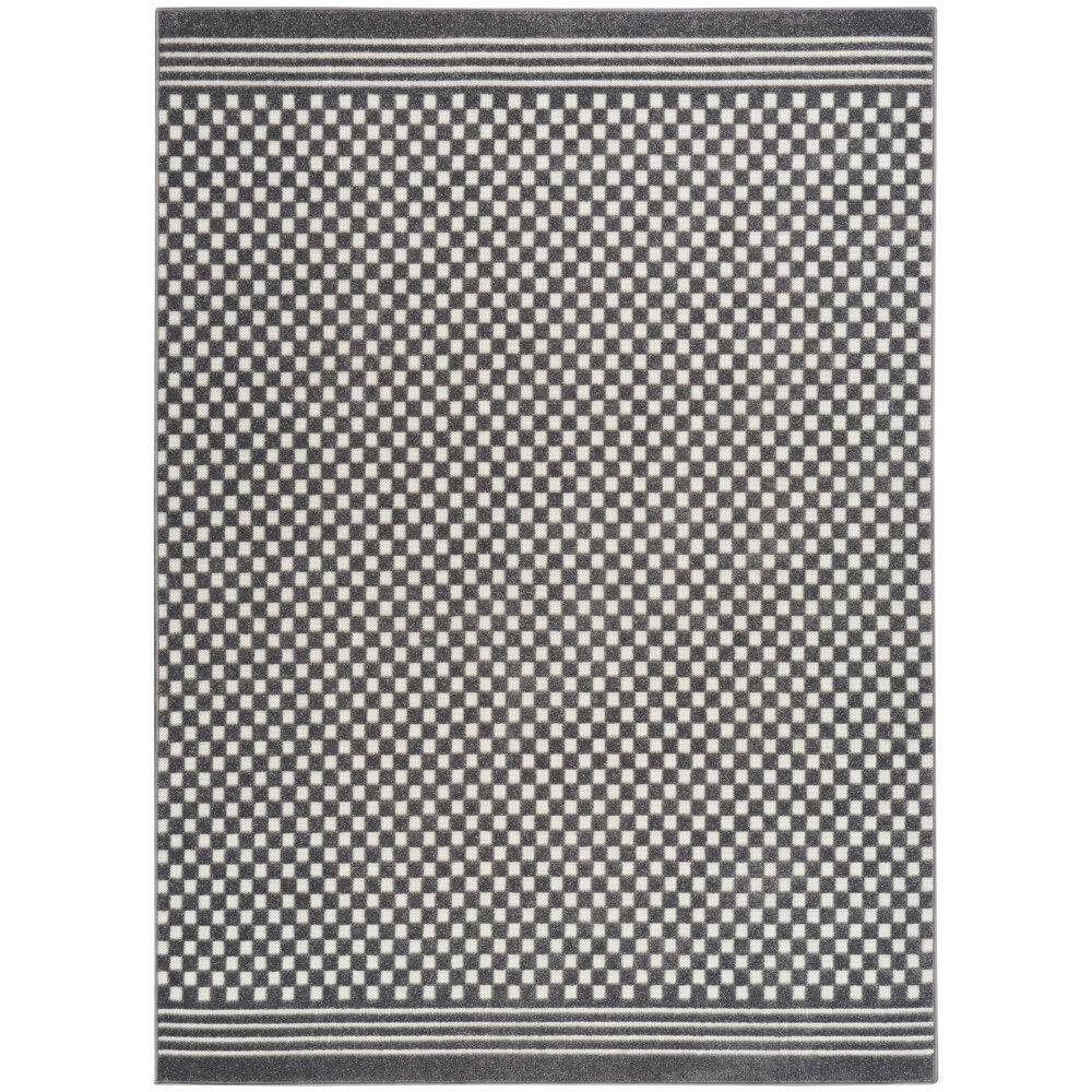 Nourison Casual Grey 7 ft. x 9 ft. Checker Contemporary Area Rug 983718 ...