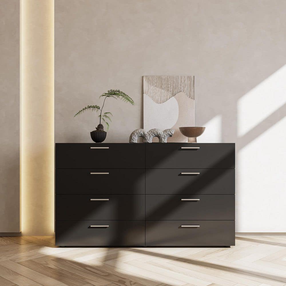 Karl home Black 8-Drawer 55. 12 in. Wide Chest of Drawers K1G52002142 ...