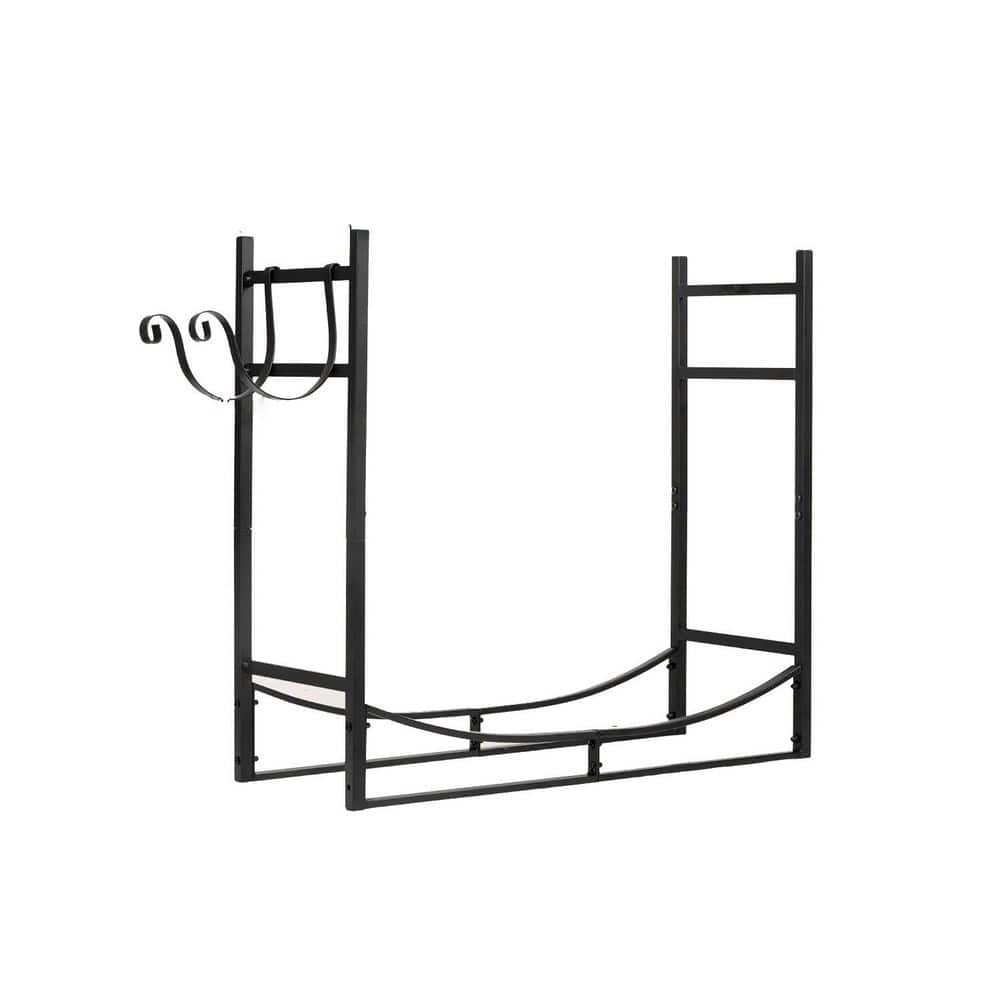 33 in. Heavy Duty Outdoor Firewood Rack with Kindling Holder HP7RM1SKTP ...