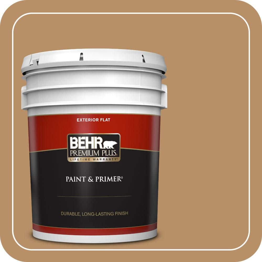 BEHR PREMIUM PLUS 5 gal. #S260-5 Almond Roca Flat Exterior Paint ...