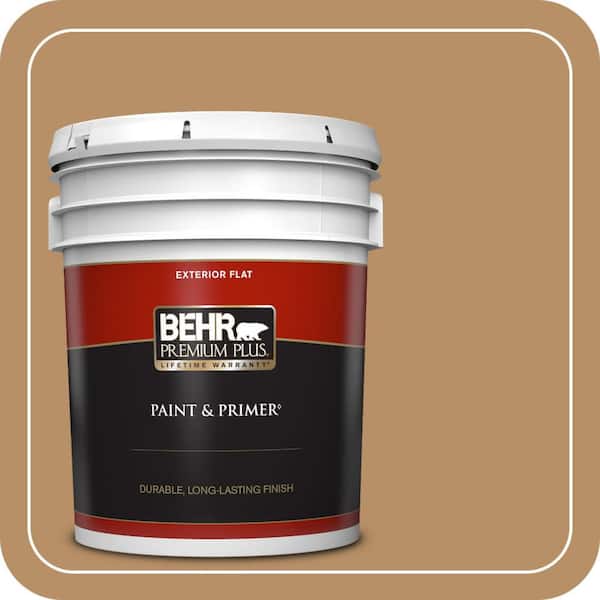 BEHR PREMIUM PLUS 5 gal. #S260-5 Almond Roca Flat Exterior Paint ...