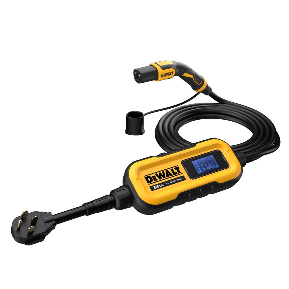 DEWALT Level-2 Portable Electric Vehicle EV Charger up to 32-Amp, 240 ...